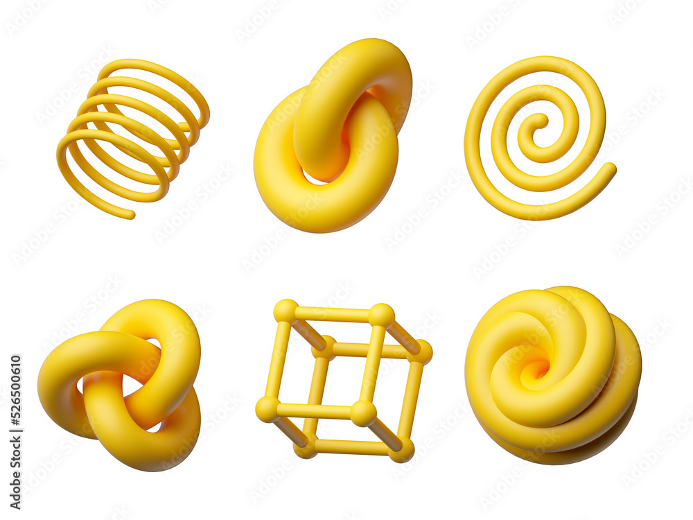 Ilustrace „3d render, simple geometric shapes, primitives and abstract objects. Collection of ...