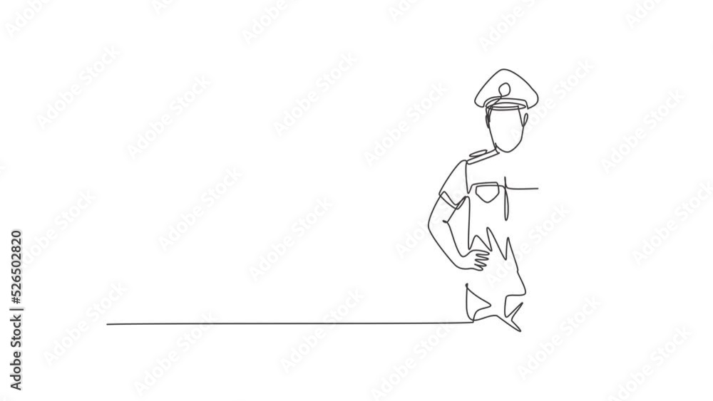 Animated self drawing of continuous one line draw the policeman with a ...
