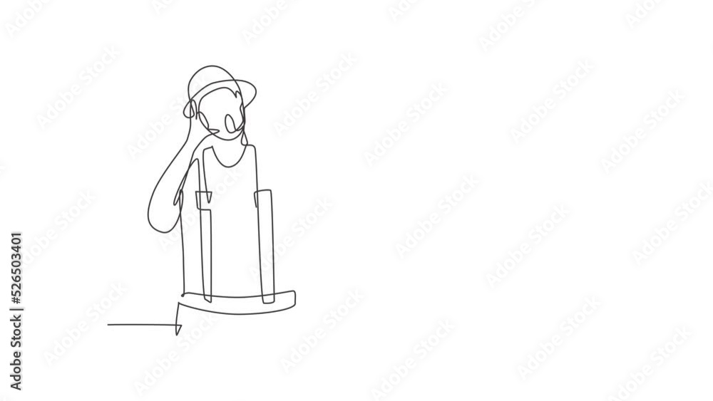 Self drawing animation of single one line draw mime artist with call me ...