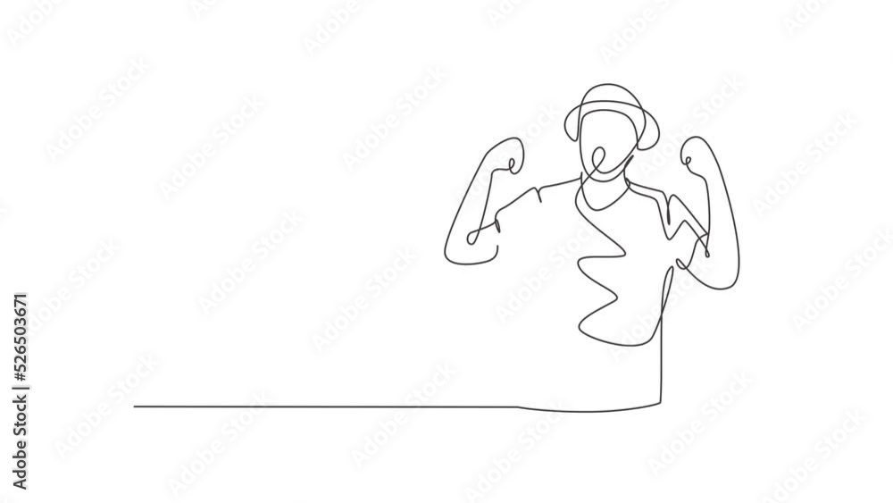 Self drawing animation of single one line draw mime artist with ...