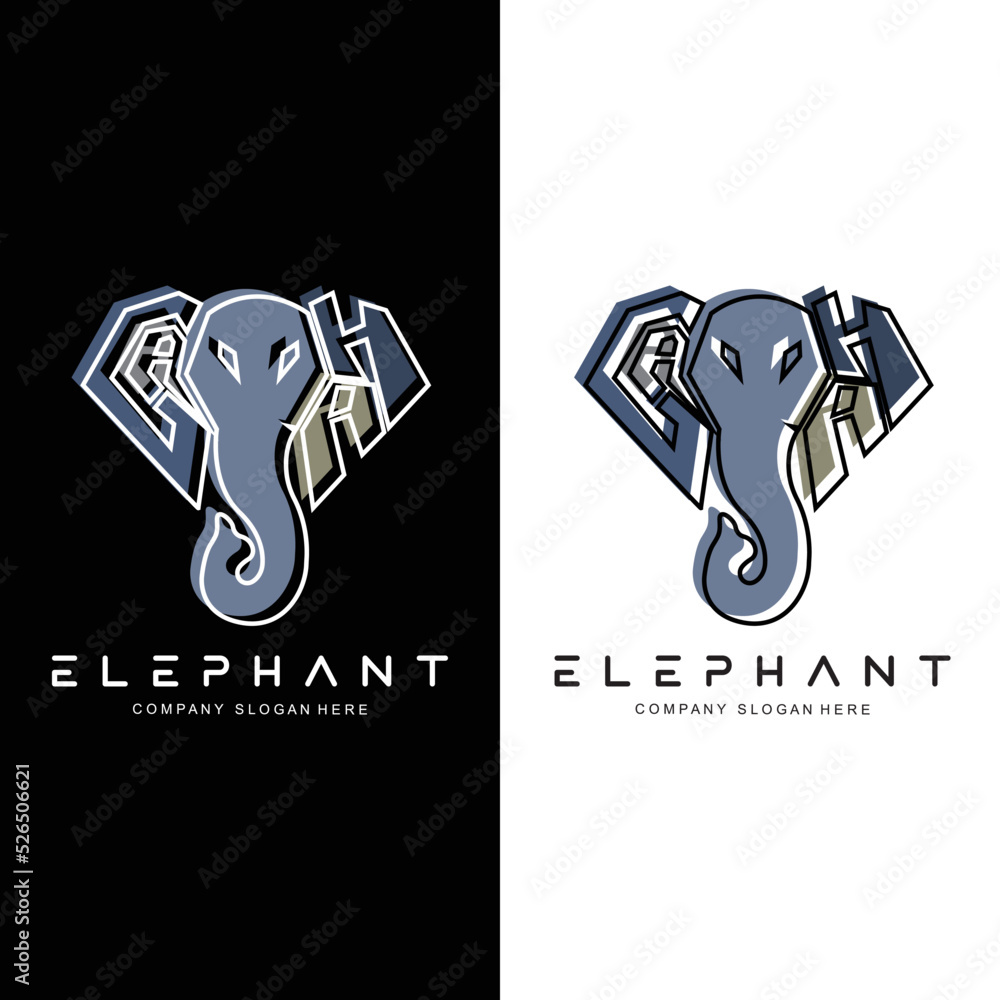 Elephant line logo design protected animal sketch vector illustration ...