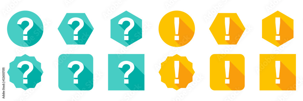 Question mark Icon Set, FAQ sign, Help symbol. Exclamation mark Icon ...