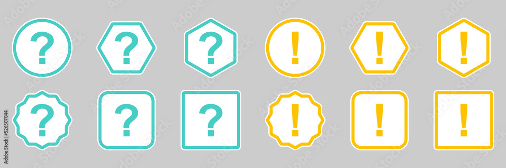 Question mark Icon Set, FAQ sign, Help symbol. Exclamation mark Icon ...