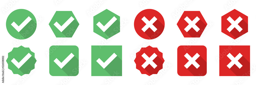 Check and wrong marks Icon Set, Tick and cross marks, Accepted,Rejected ...