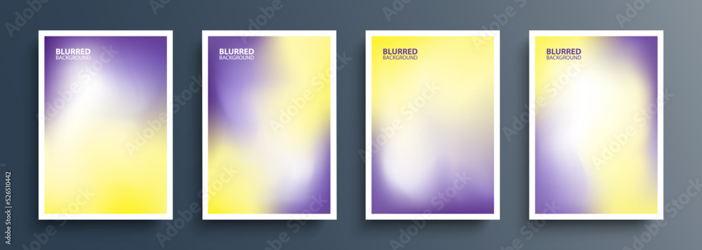 Set of color blurred backgrounds with modern abstract soft color gradient patterns. Purple and ...