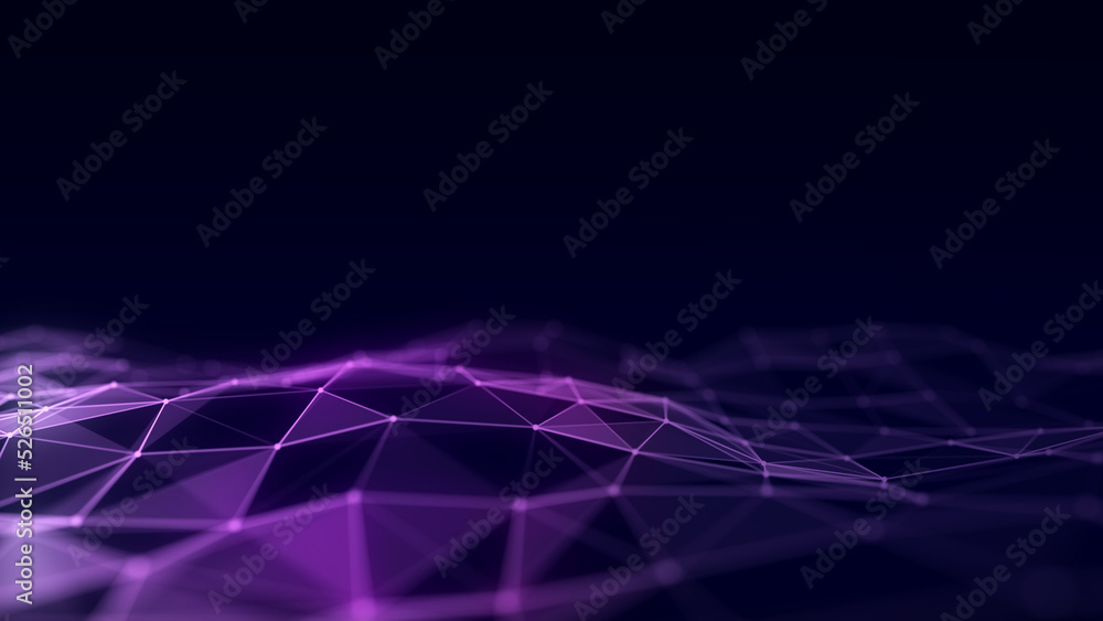 Wave Of Particles And Lines Big Data Visualization Abstract Background With A Dynamic Wave 3d