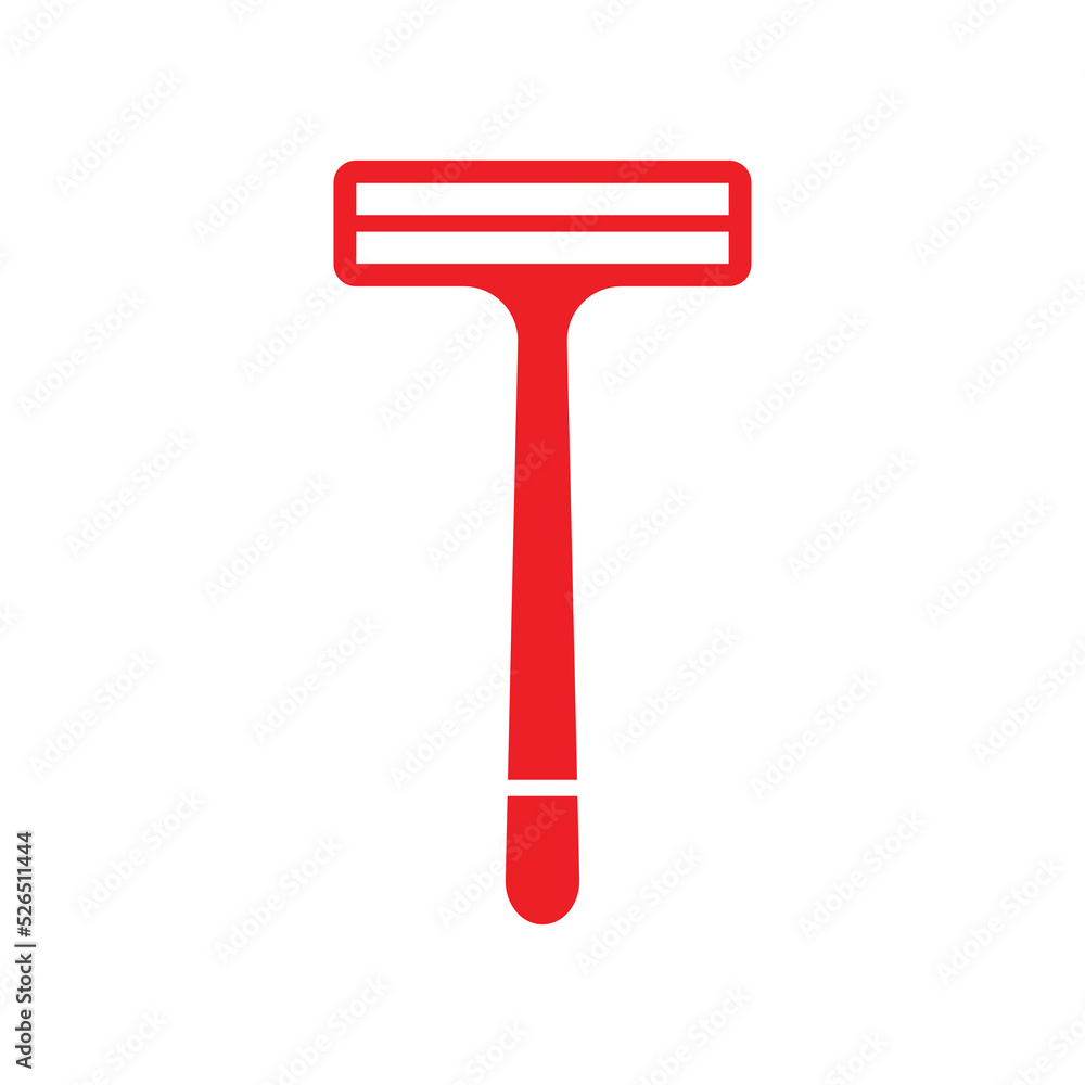 eps10 red vector disposable shaving razor icon isolated on white ...