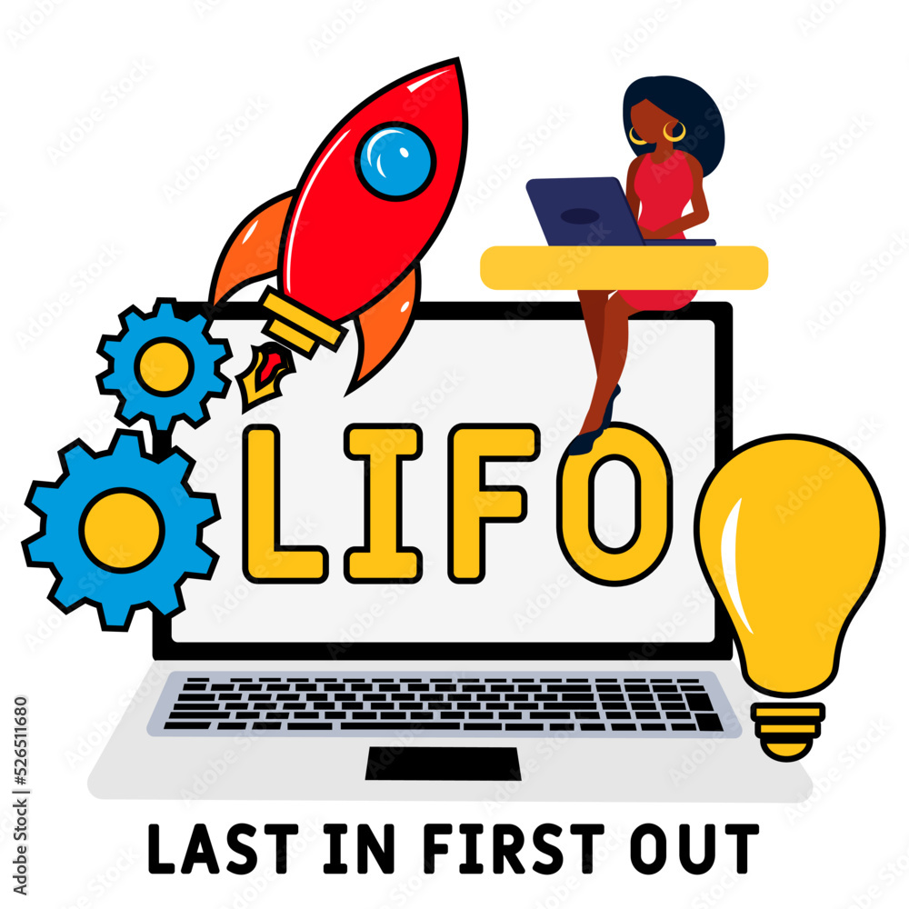 Vecteur Stock LIFO Last In First Out acronym. business concept background. vector illustration ...