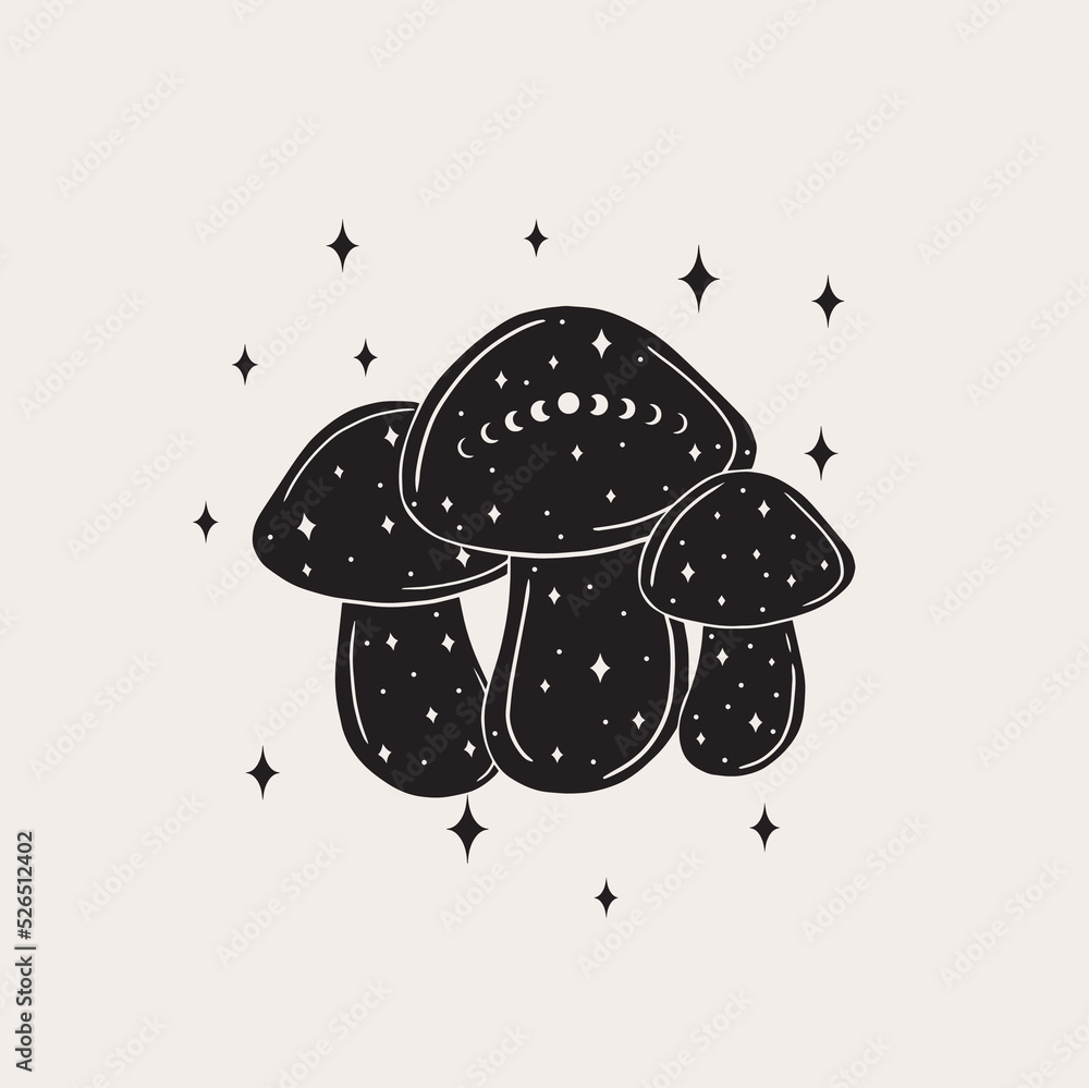Simple Magic Mushrooms Line Art Mushroom Vector Art Stock Vector