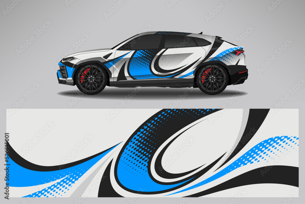 Car decal wrap livery design. Graphic abstract line racing background ...