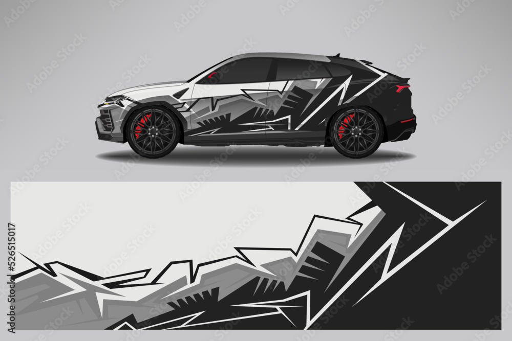Car decal wrap livery design. Graphic abstract line racing background ...
