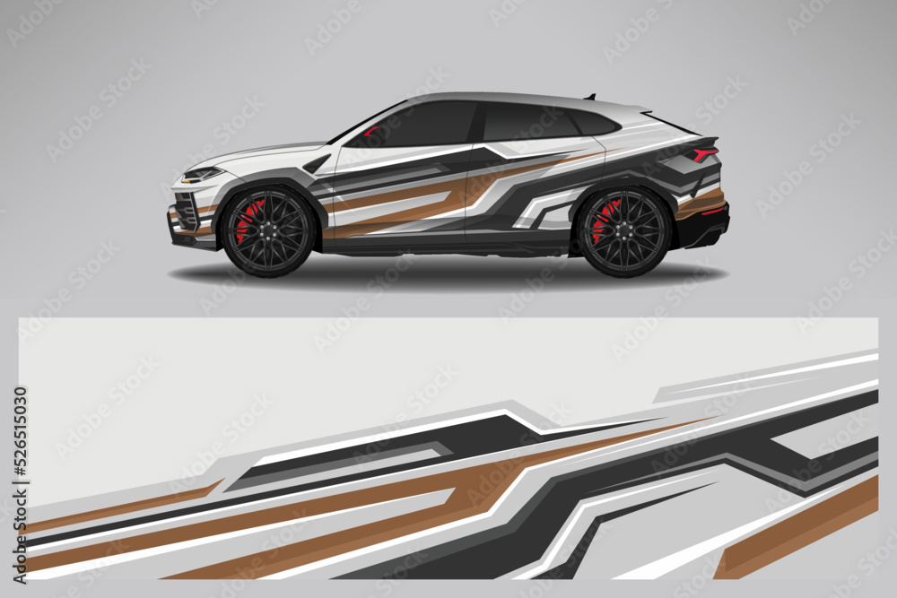 Car decal wrap livery design. Graphic abstract line racing background ...