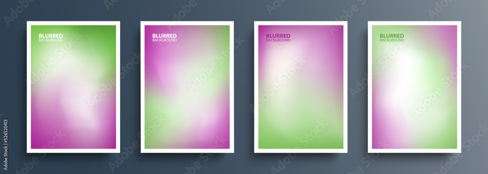 Set of color blurred backgrounds with modern abstract soft color gradient patterns. Green and ...