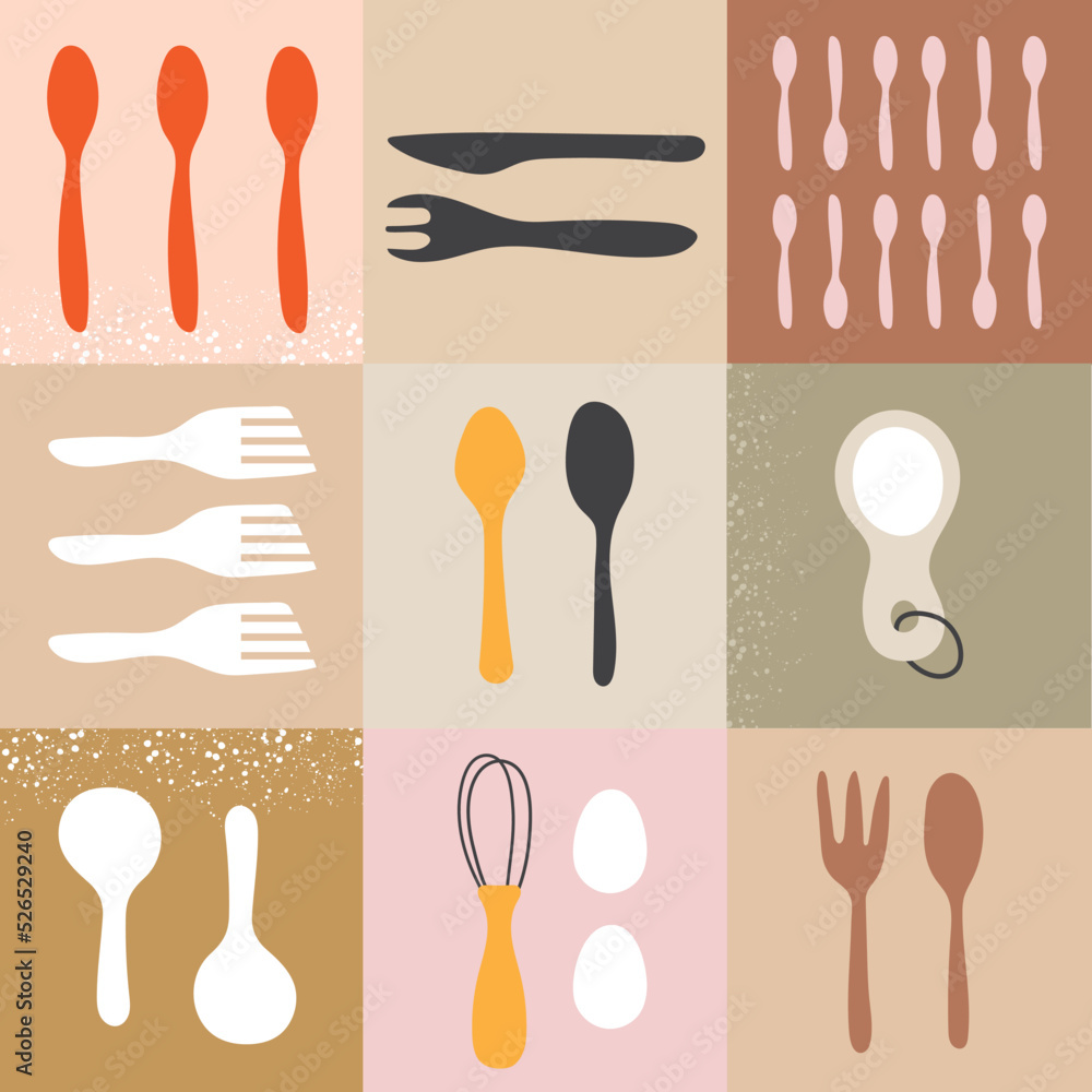 hand draw cute kitchen utensils Stock Vector | Adobe Stock