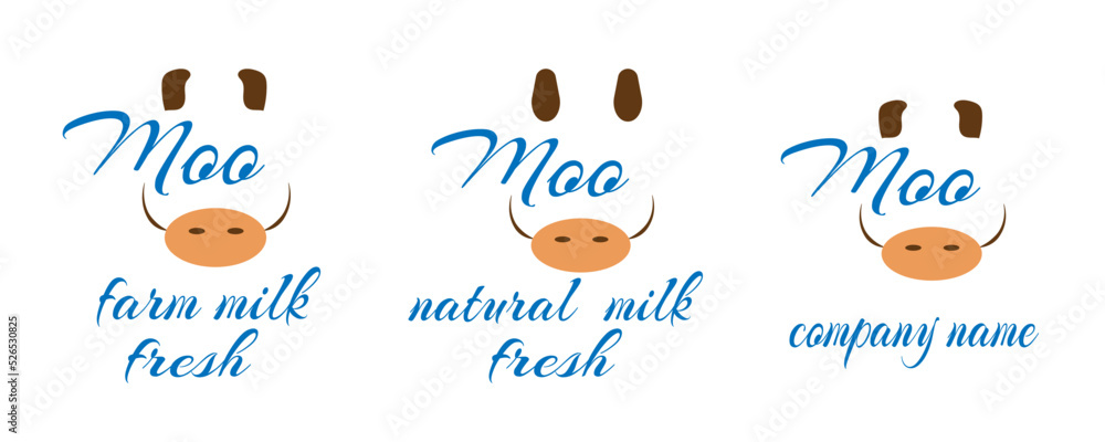 Farm fresh milk logo with funny cow muzzle and horns Stock Vector ...