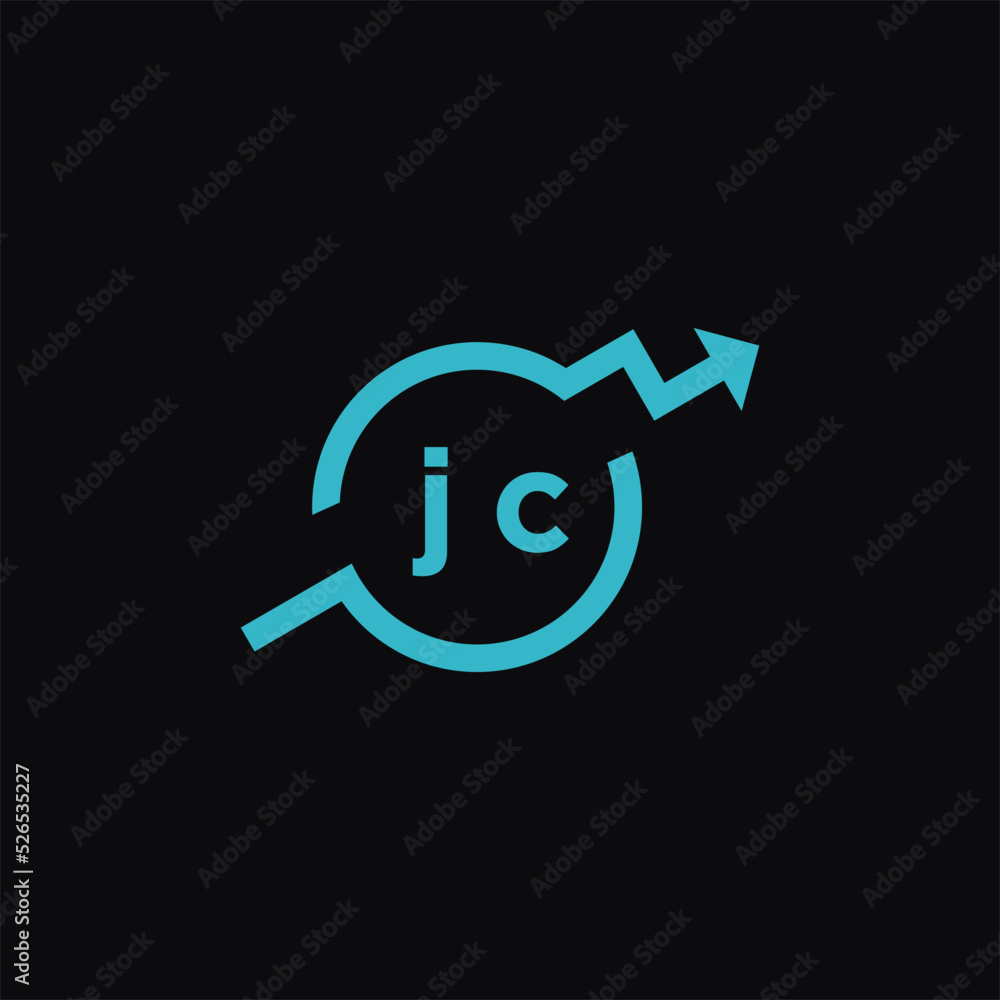 Initial letter JC growing outline, triangle and particle style designs ...