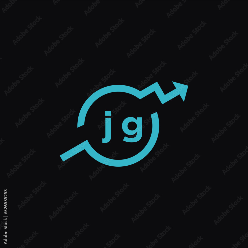 Initial letter JG growing outline, triangle and particle style designs ...