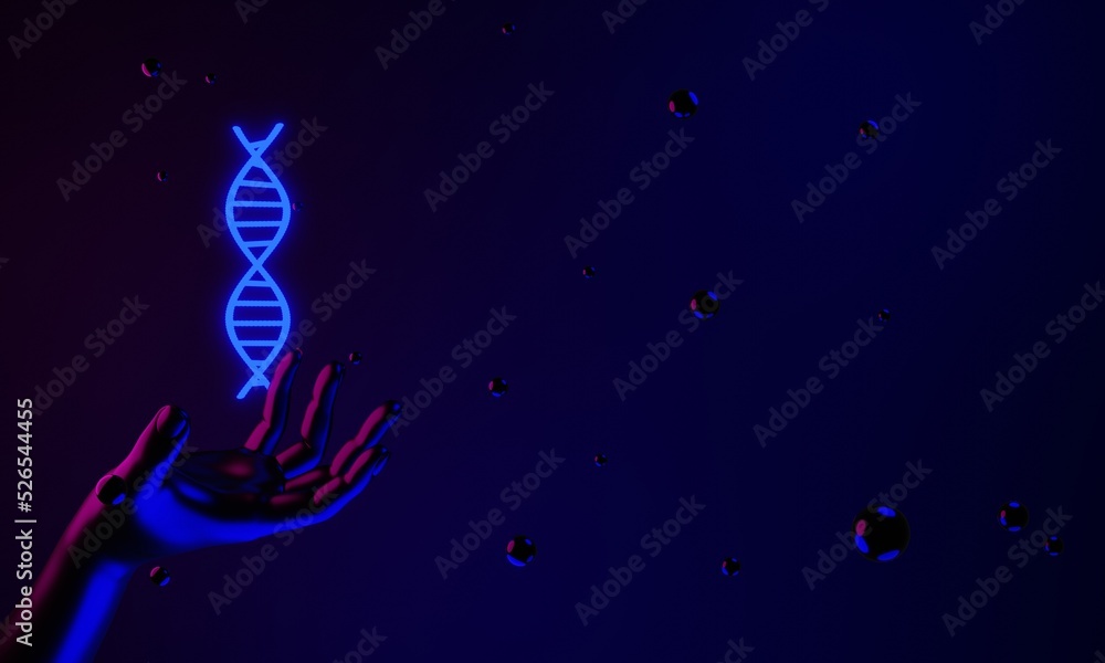 hand with dna human helix molecules cell, research of science ...