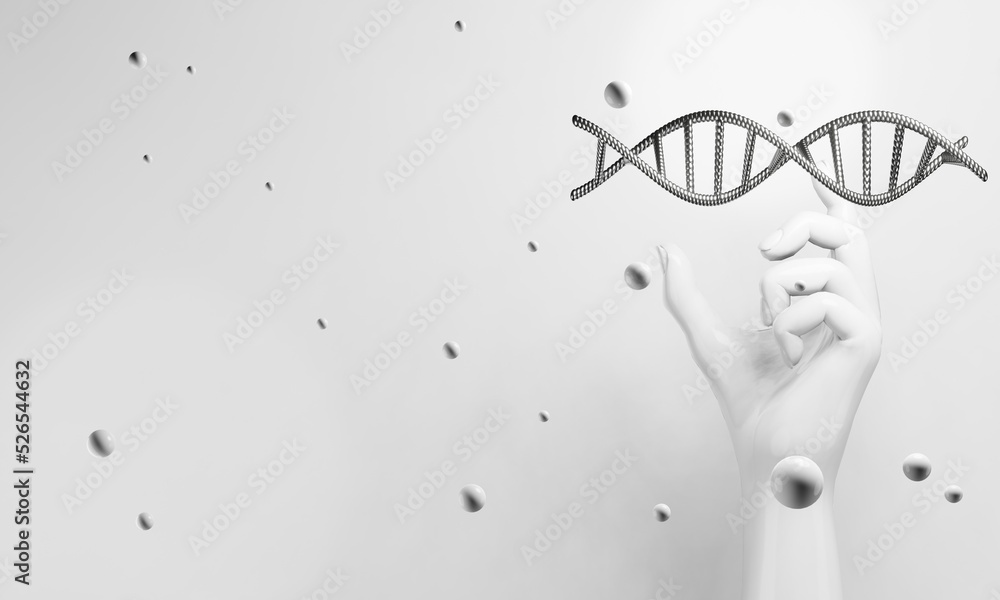 hand with dna human helix molecules cell, research of science ...