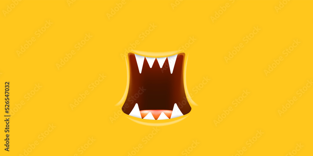 Vector Cartoon wide open monster mouth with fangs isolated on orange ...