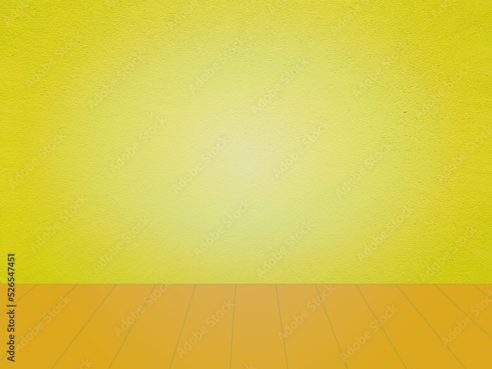 Bright yellow wallpaper with floor texture background Stock ...