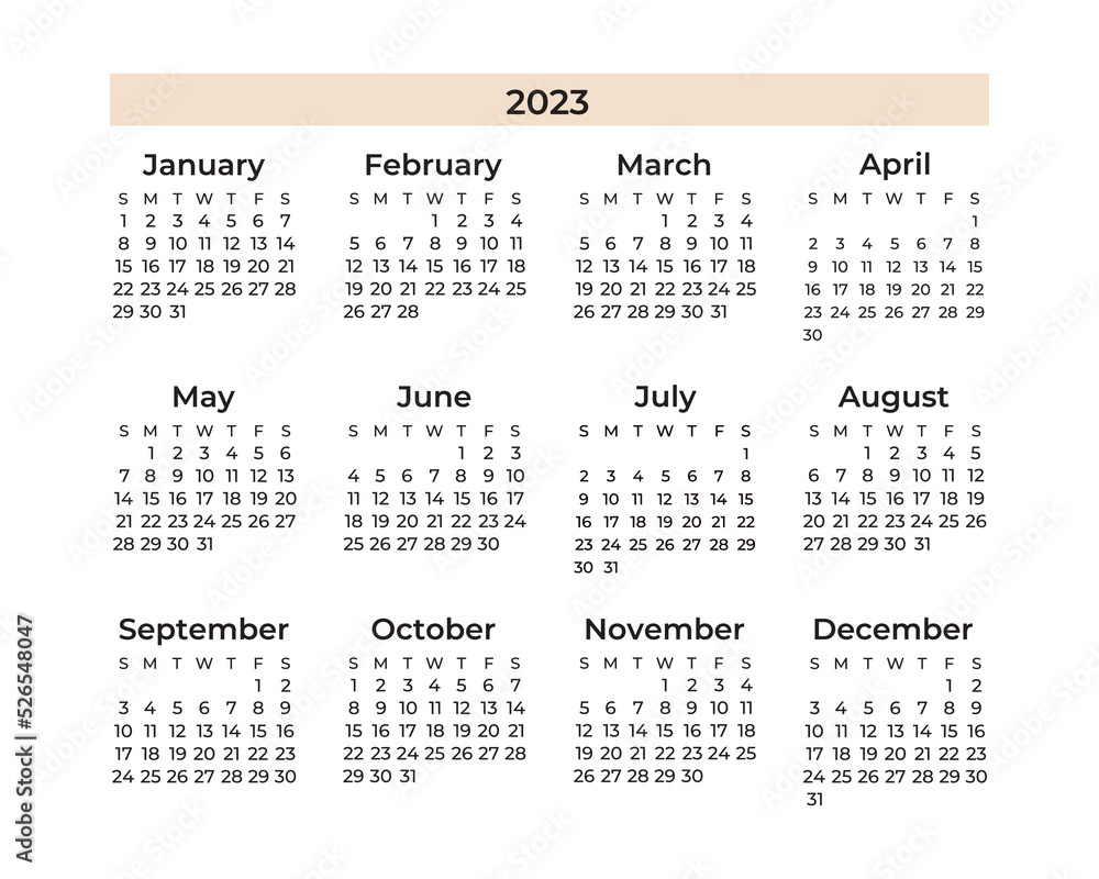 vector calendar for 2023. layout. figures. simple calendar. months ...