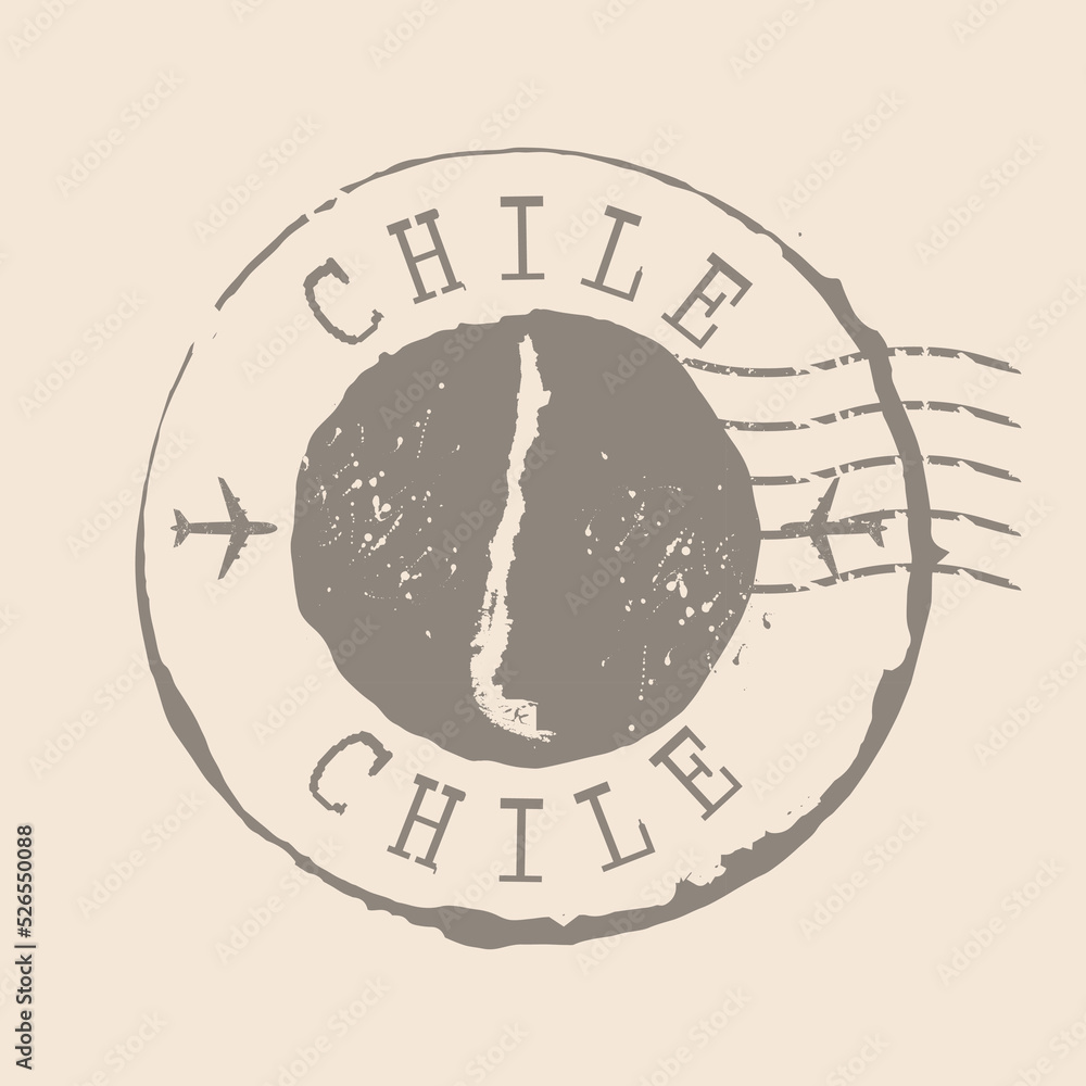Stamp Postal of Chile. Map Silhouette rubber Seal. Design Retro Travel ...