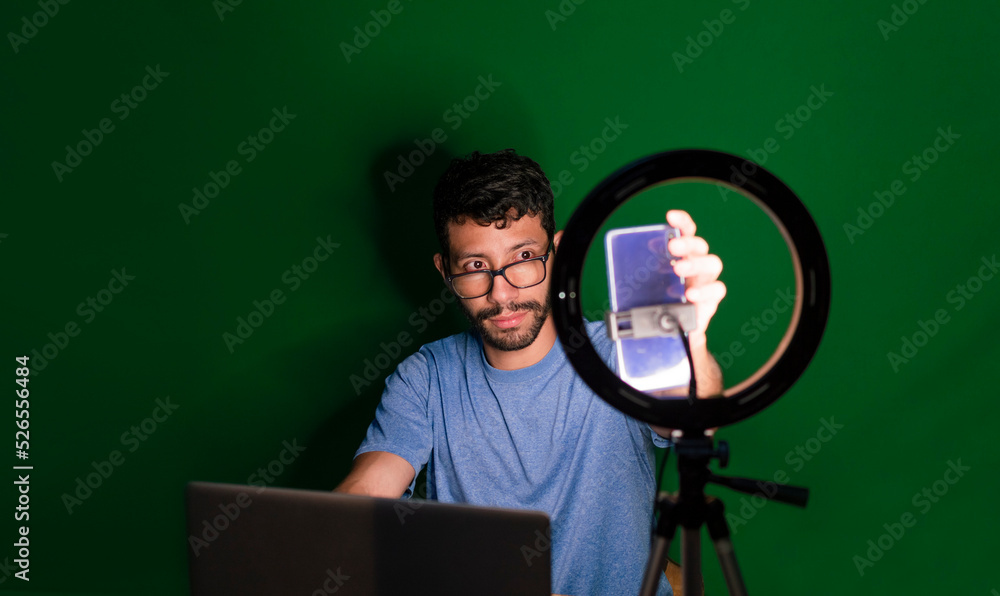 Guy on a video call working from home. Online classes concept. Man ...