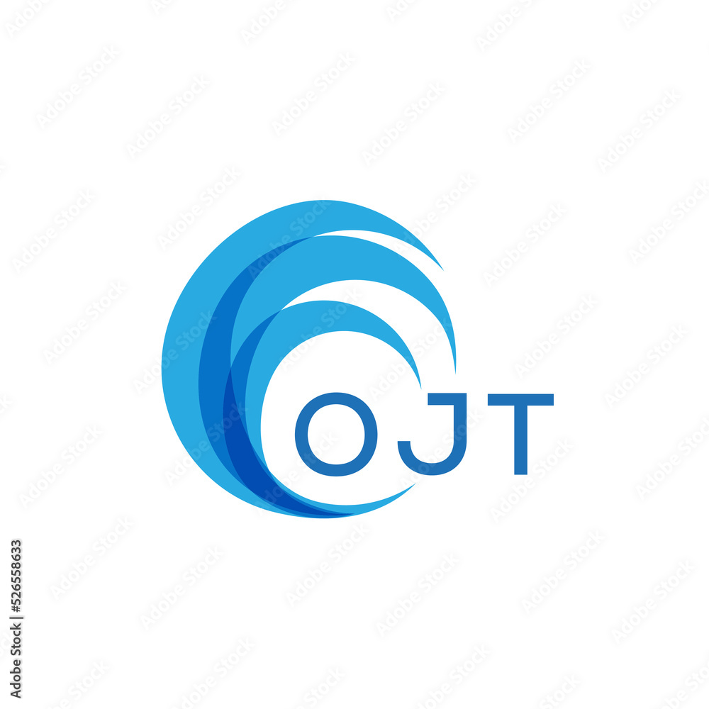 Vetor de OJT letter logo. OJT blue image on white background. OJT ...