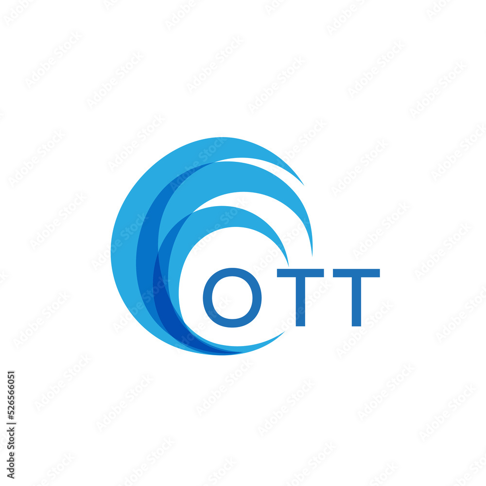 OTT letter logo. OTT blue image on white background. OTT Monogram logo design for entrepreneur ...