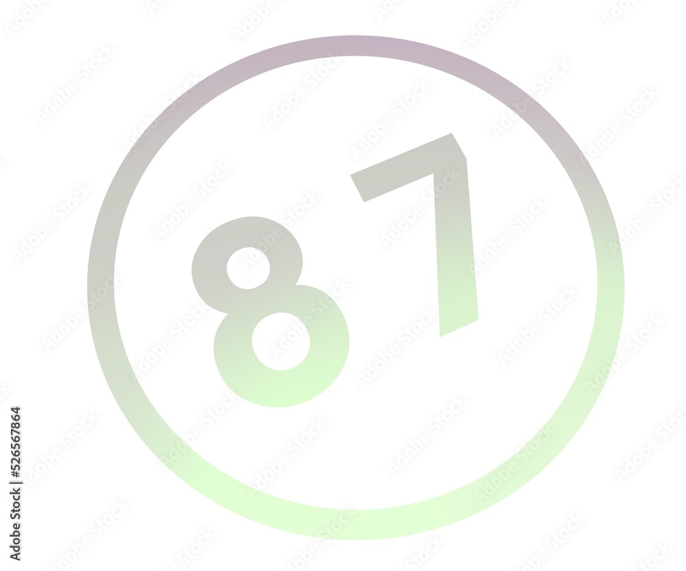 Colored number 87 in a circle from a gradient. Enumeration and ...