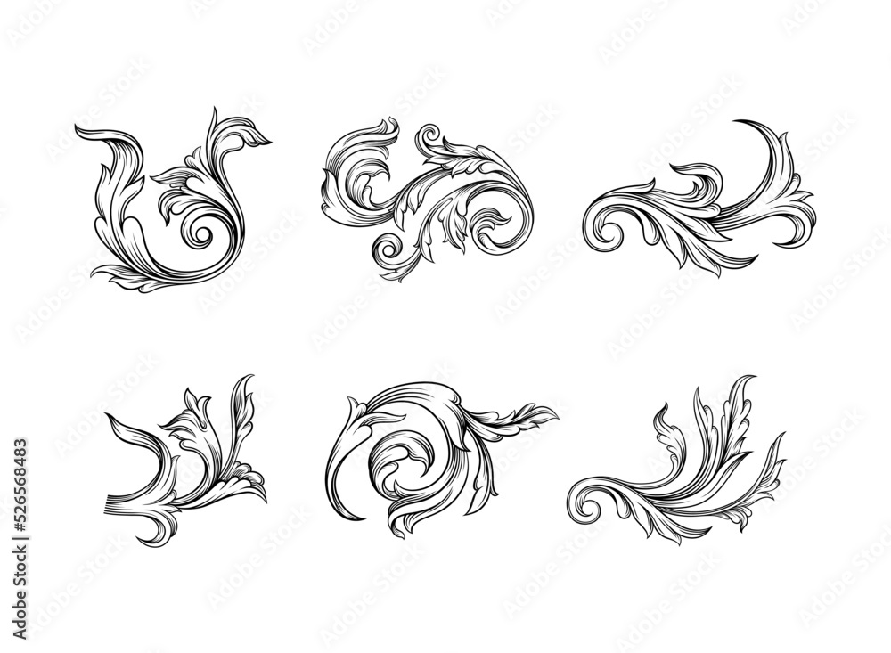 Baroque Scroll as Element of Ornament and Graphic Design with Spirals ...