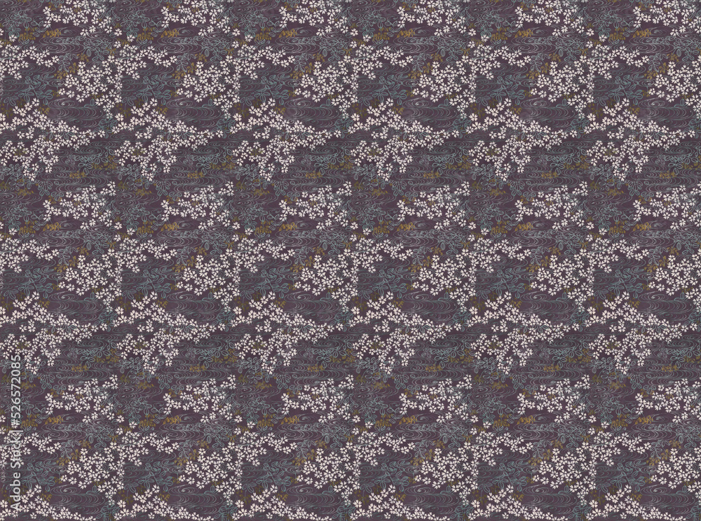 Traditional hand drawing pattern of Japanese sakura cherry blossoms ...