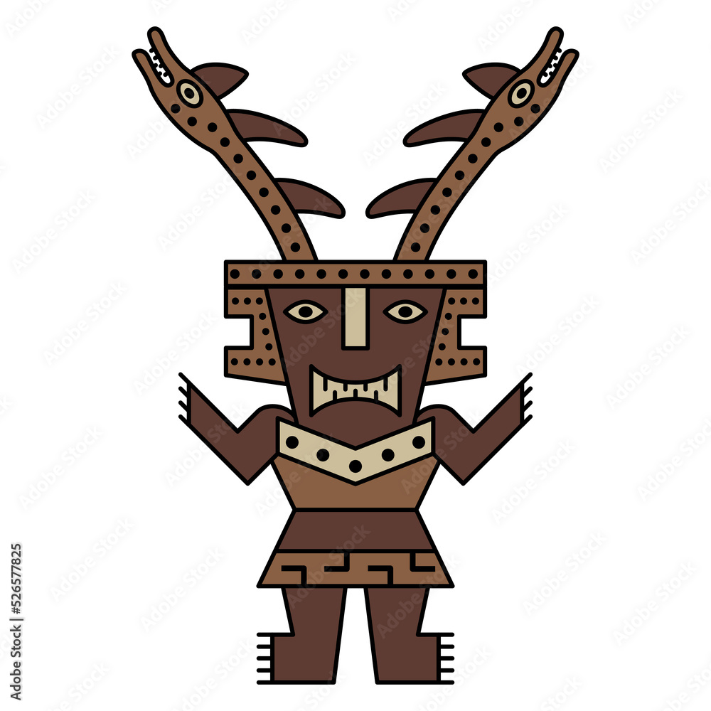 Fantastic character. Ethnic tribal horned man with snake antlers ...