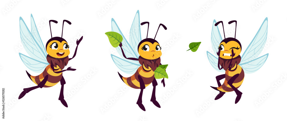 Vector illustration of a cute and beautiful bumblebee on white ...