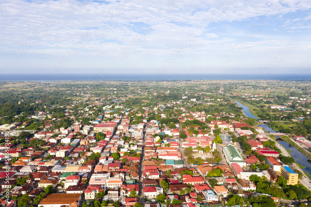City landscape, top view. Old town in the Philippines. Old city Vigan ...
