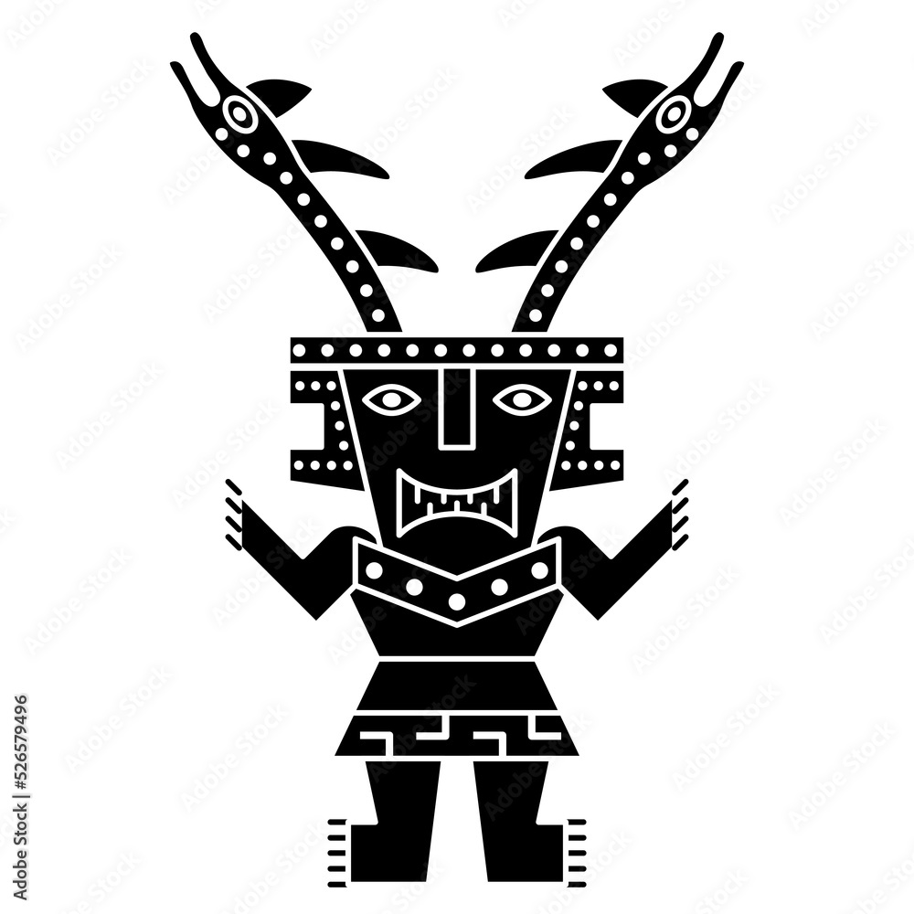 Fantastic character. Ethnic tribal horned man with snake antlers ...