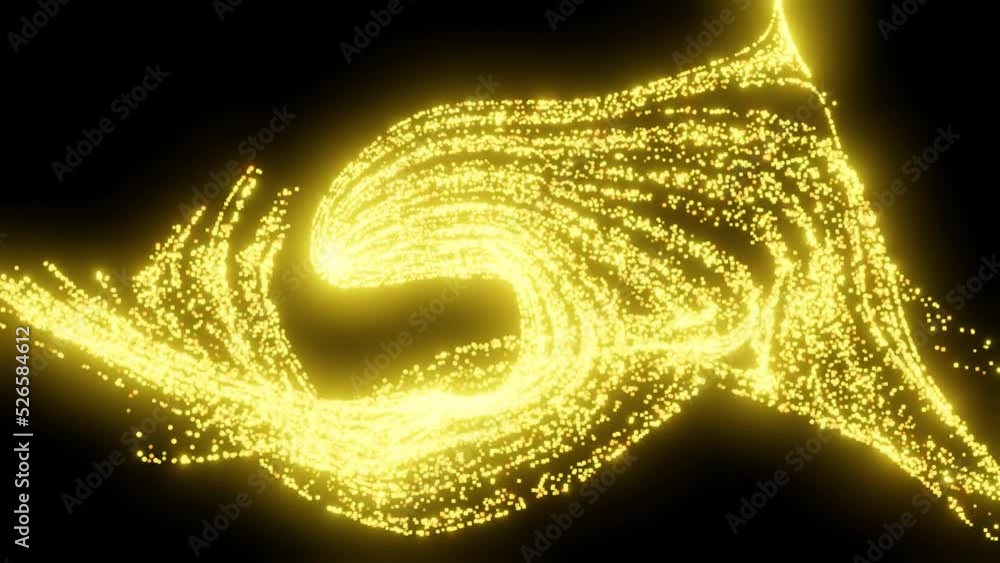 Golden energy particles exploding from a single point on black ...