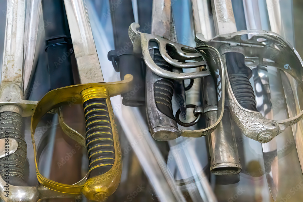 the hilts of some rapier swords from the 16th and 17th centuries Stock ...