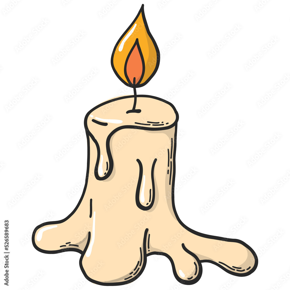 hand drawn candle in cartoon, doodle style. Halloween PNG sticker ...
