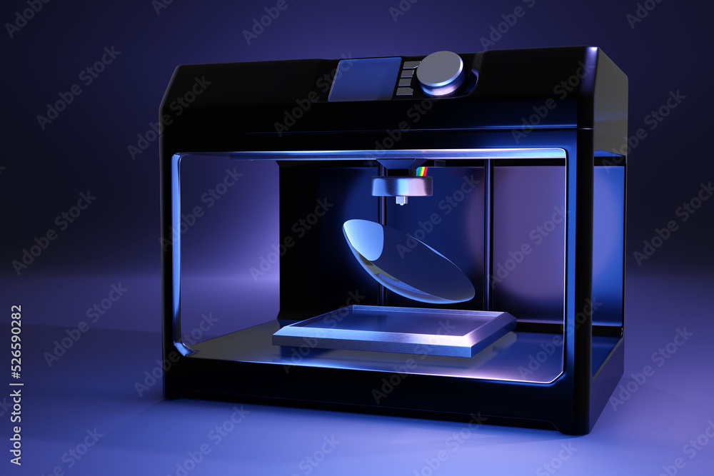 3D printer is printing a human cornea. Illustration of the ...