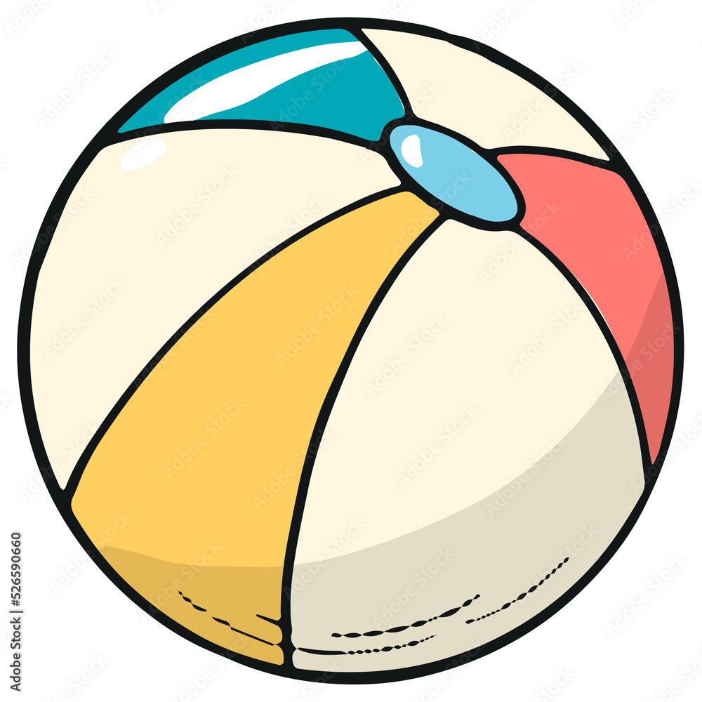 hand drawn inflatable ball in cartoon, doodle style. PNG sticker ...