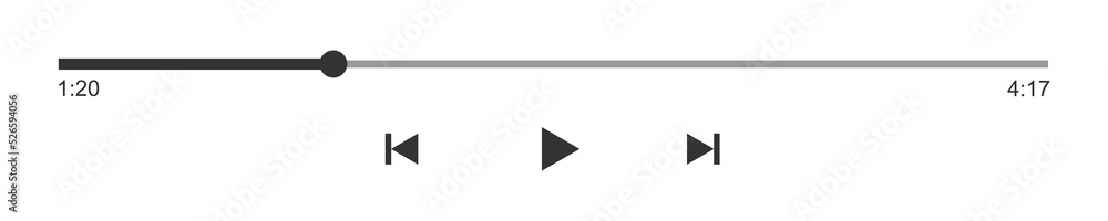 Vetor de Mediaplayer progress loading bar with time slider, play ...