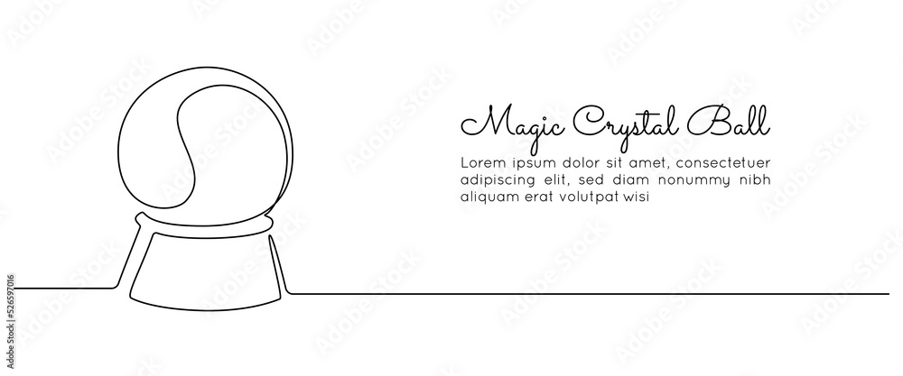 Vetor de One continuous line drawing of Crystal ball. Mafic glass globe ...