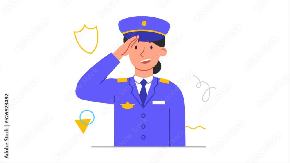 Different professions video concept. Moving female police officer in ...