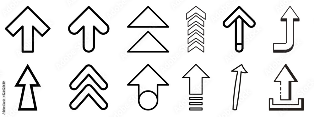 Up side arrow icon collection. Flat Vector illustration arrows. Stock ...