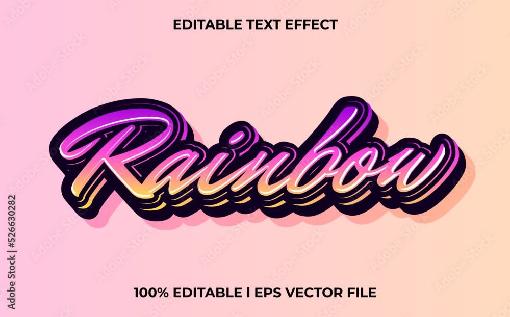 rainbow 3d text effect with gravity theme. stylish text lettering typography font style Stock ...