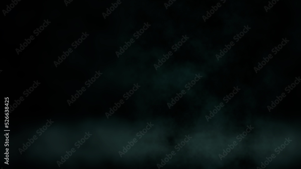 dark blue - green scene bg with smoke - abstract 3D illustration Stock ...