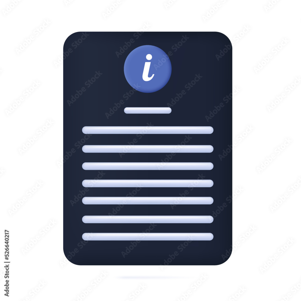 3d guide study icon. Manual, paper page for exam, business or test ...