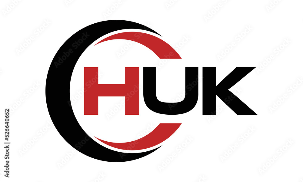 HUK three letter swoosh logo design vector template | monogram logo ...